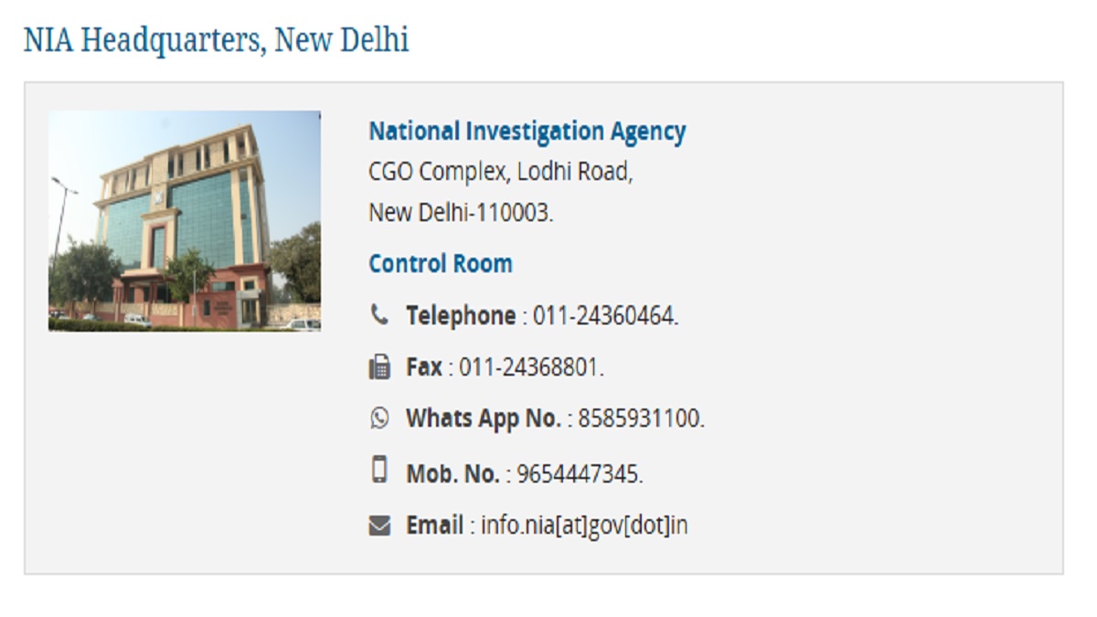 Did NIA Issue Helpline Numbers To Report Suspicious Activities by ...